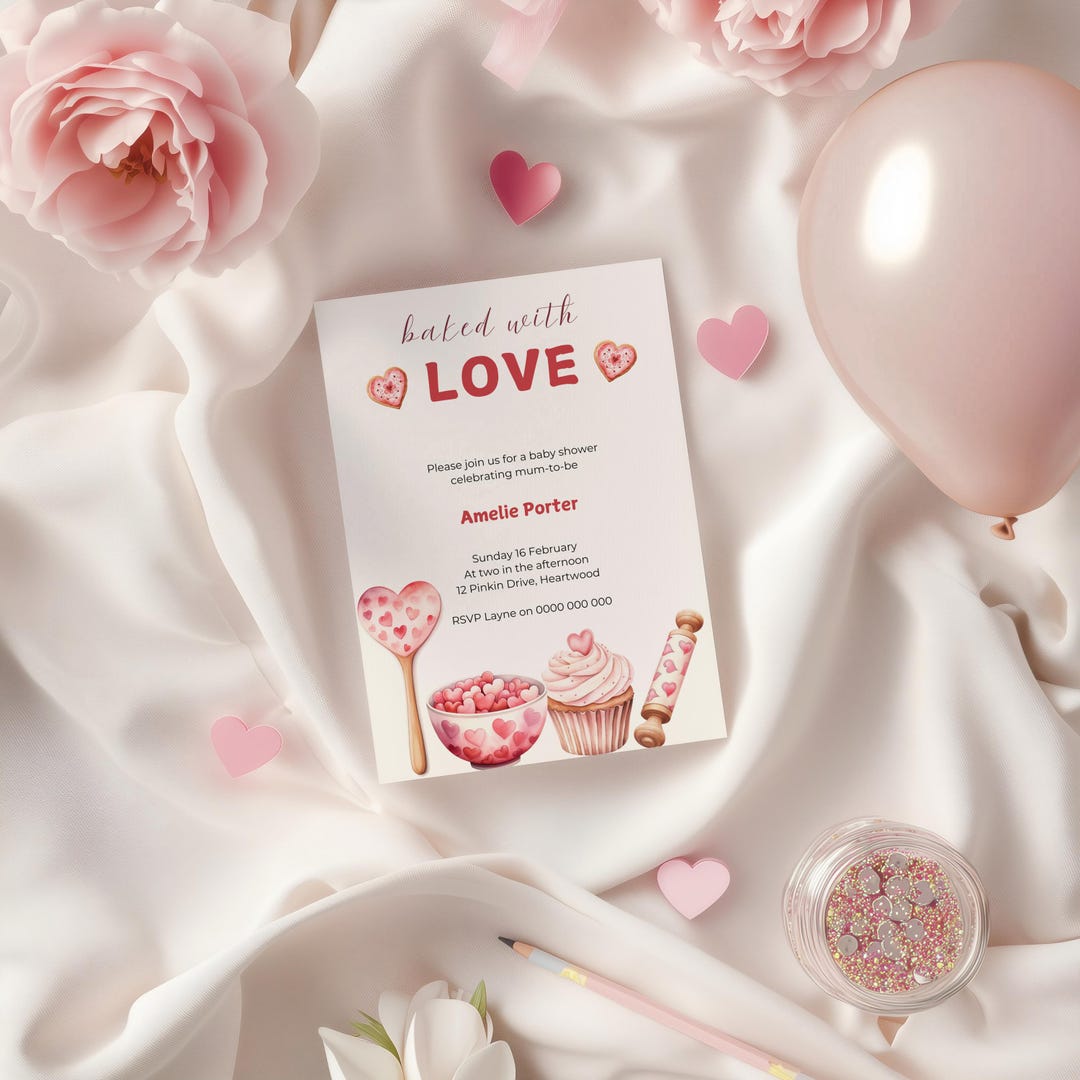 Valentines Baby Shower Invitation | Editable Baked With Love Baby ...
