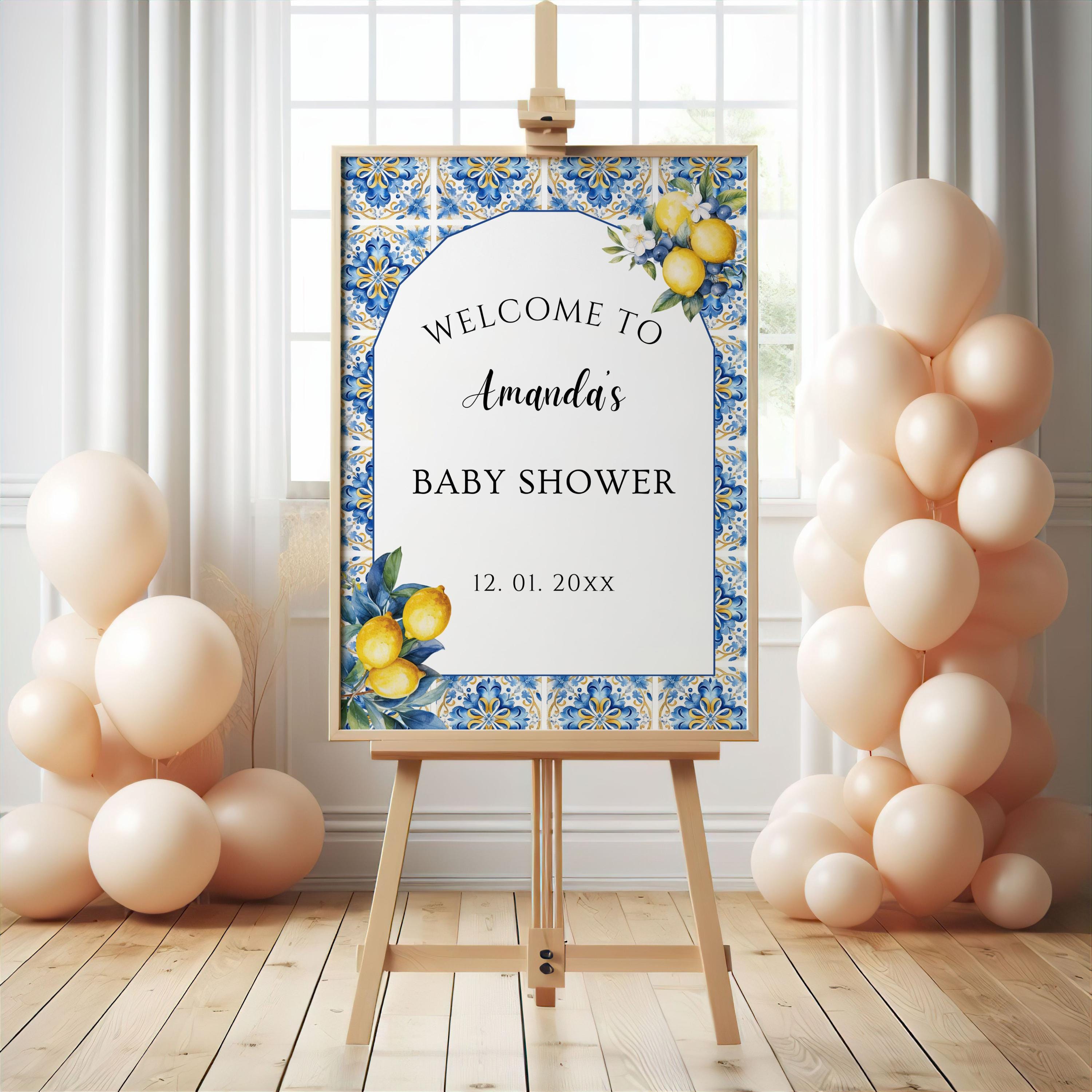 Amalfi Coast Baby Shower Welcome Sign | Mediterranean Baby Shower Sign ...