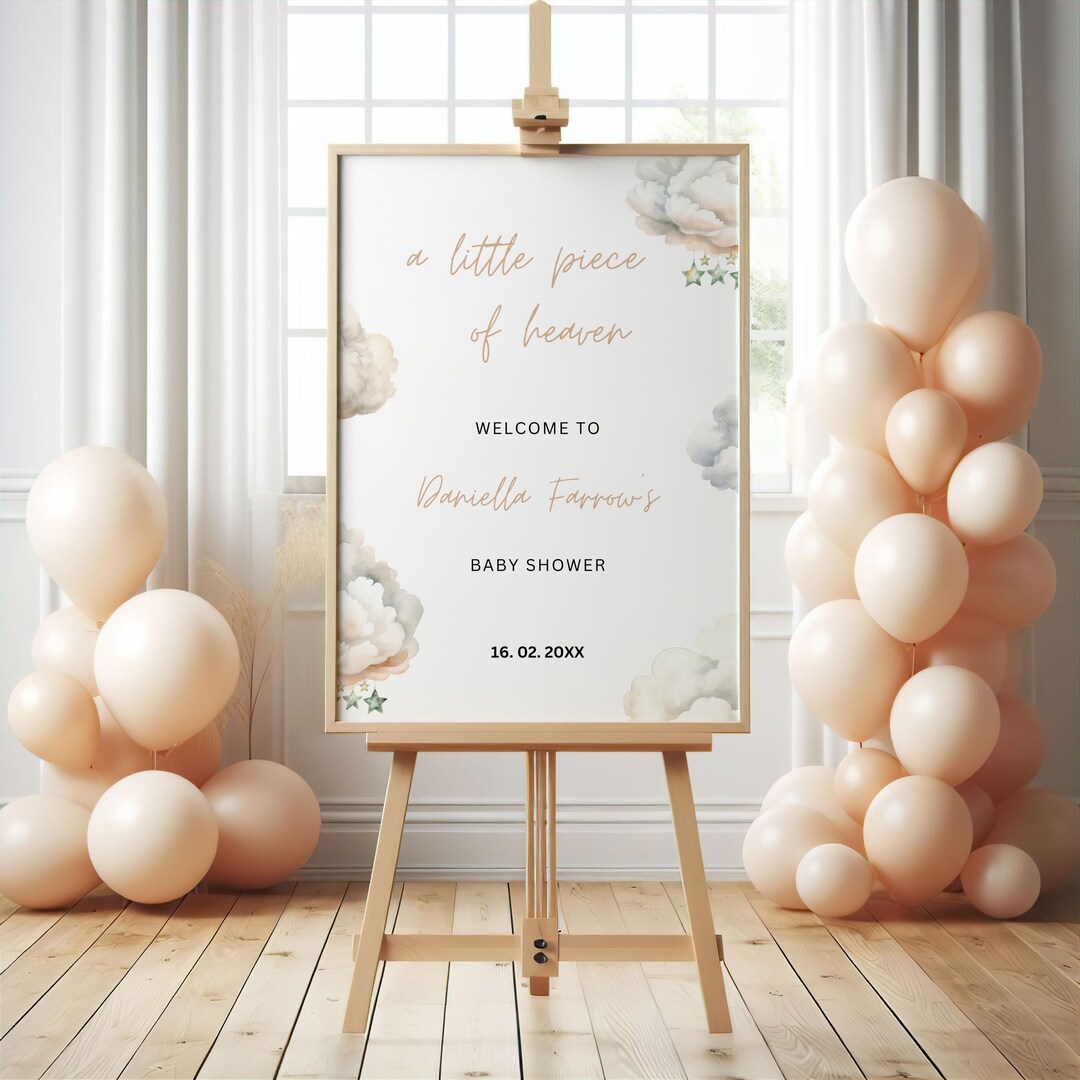 Little Piece of Heaven Baby Shower Sign | Heaven Sent Gender Neutral ...