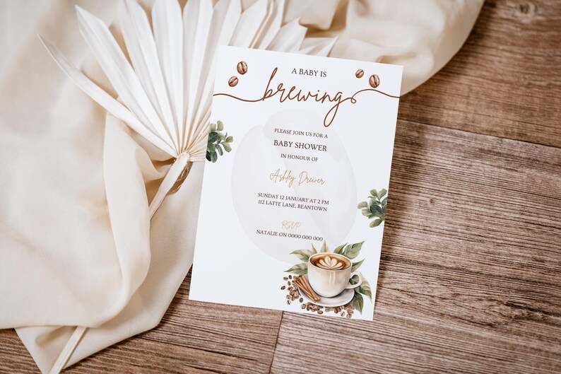 Coffee Bean Baby Shower Invitation | A Baby is Brewing Baby Shower ...