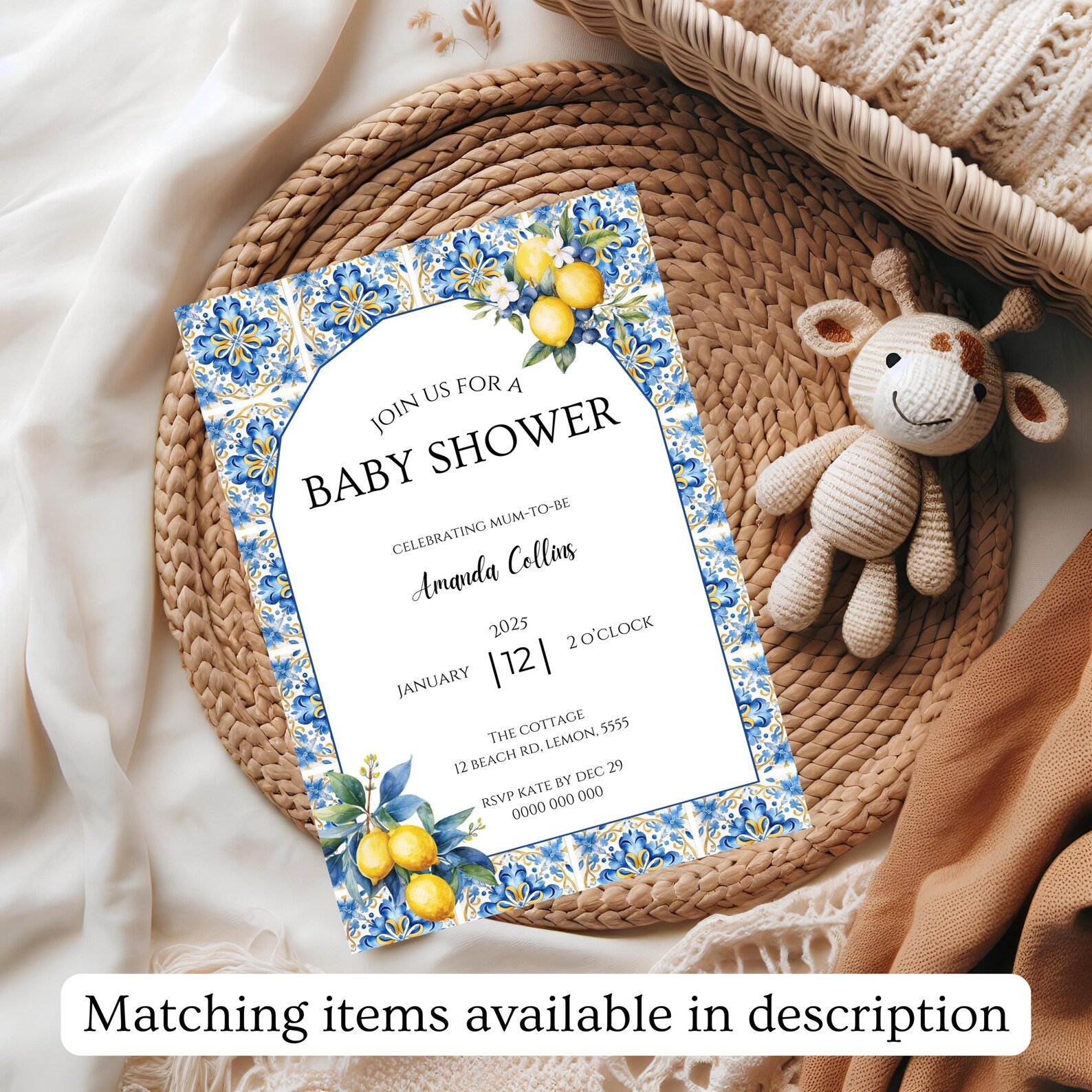 Amalfi Coast Baby Shower Welcome Sign | Mediterranean Baby Shower Sign ...