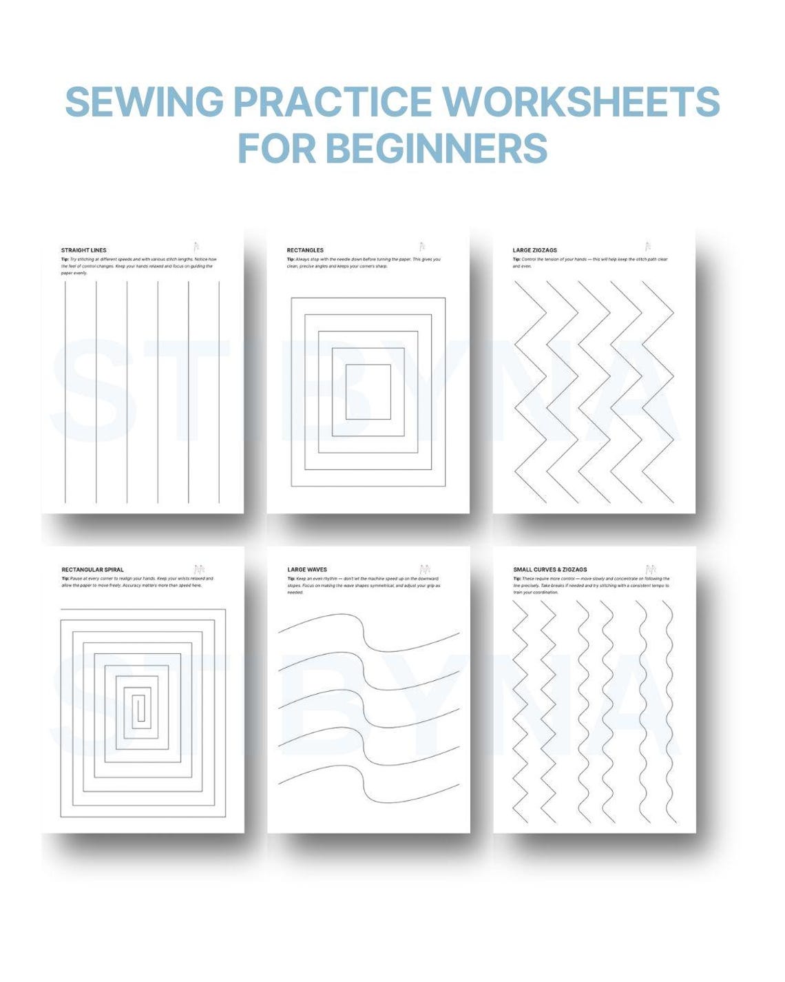 Printable Sewing Practice Sheets | Beginner Sewing Templates | Learn to ...