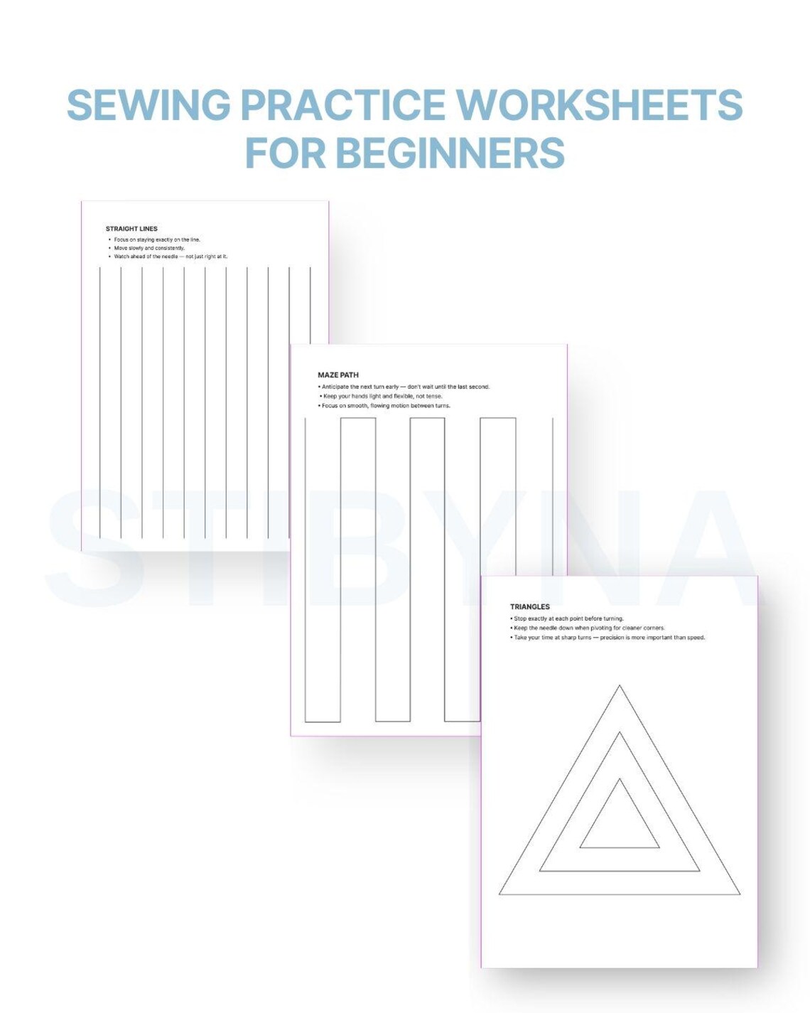 Printable Sewing Practice Sheets | Beginner Sewing Templates | Learn to ...