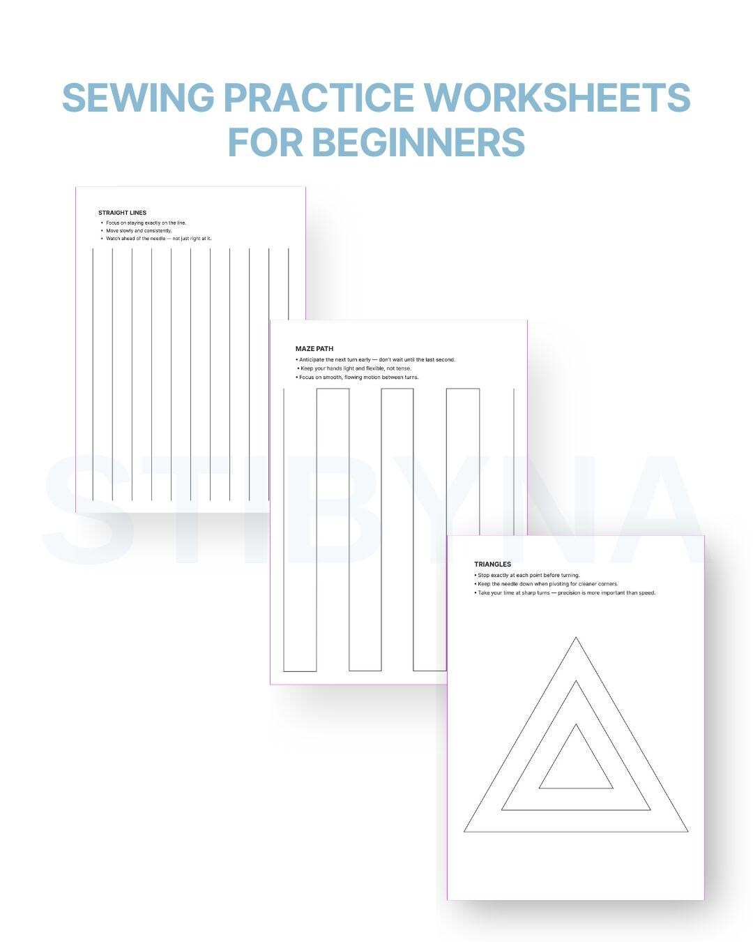 Printable Sewing Practice Sheets | Beginner Sewing Templates | Learn to ...