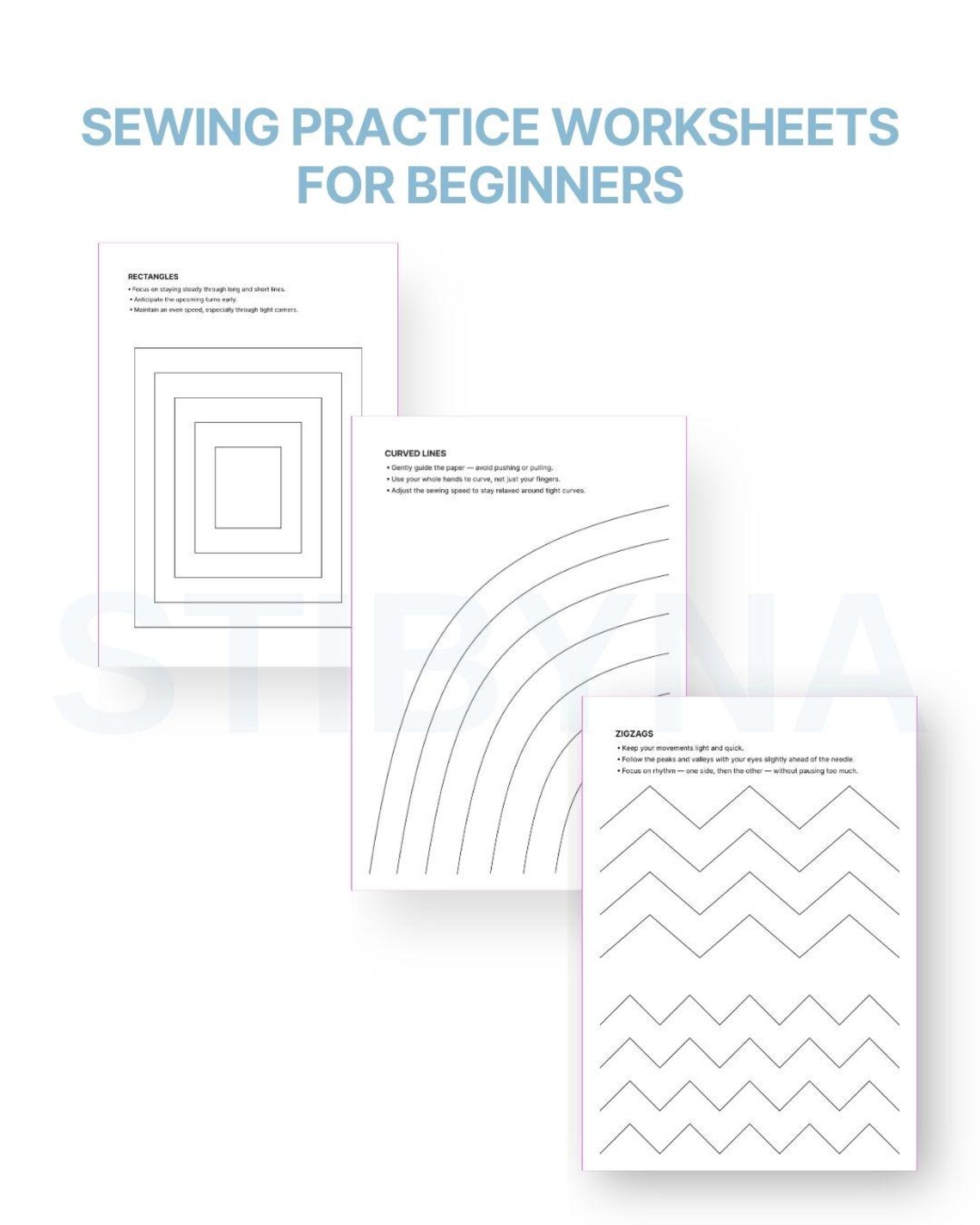 Printable Sewing Practice Sheets | Beginner Sewing Templates | Learn to ...
