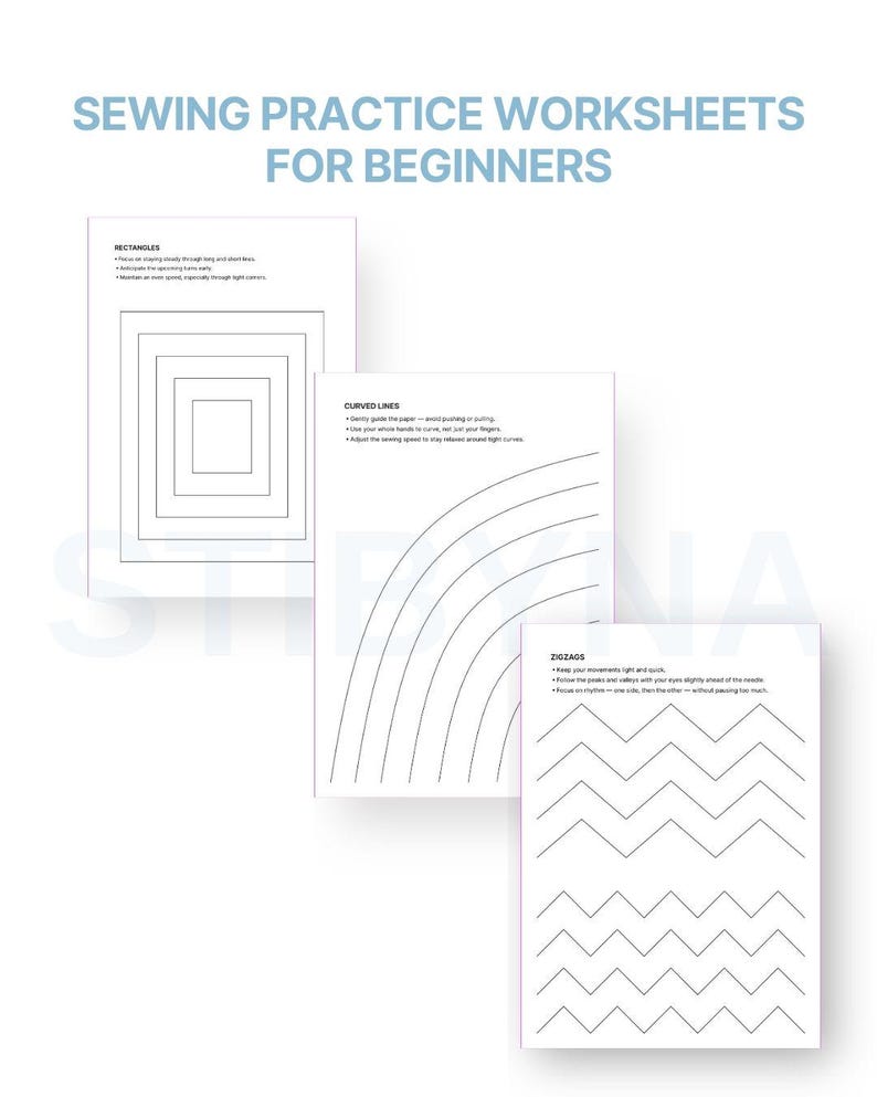 Printable Sewing Practice Sheets | Beginner Sewing Templates | Learn to ...