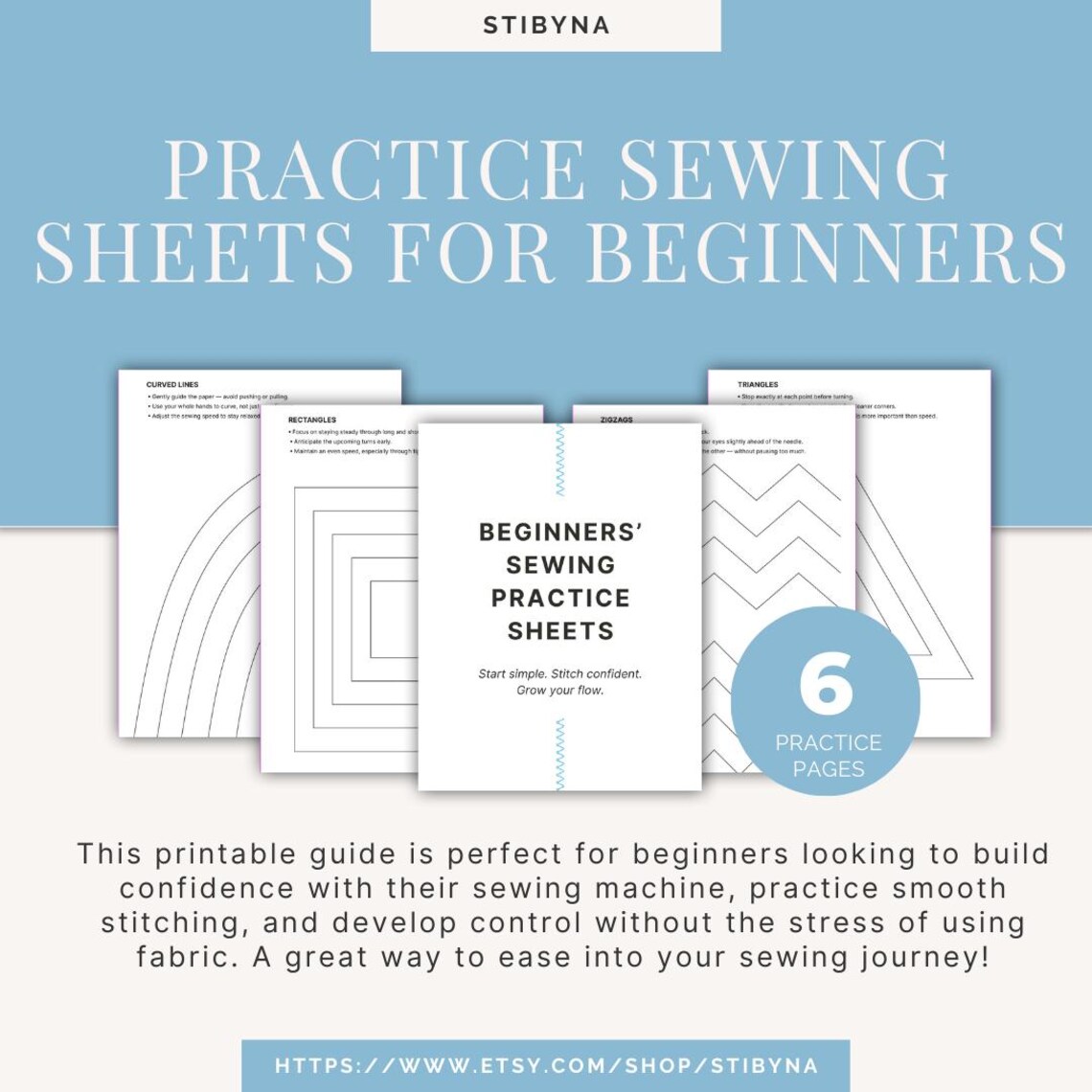 Printable Sewing Practice Sheets | Beginner Sewing Templates | Learn to ...