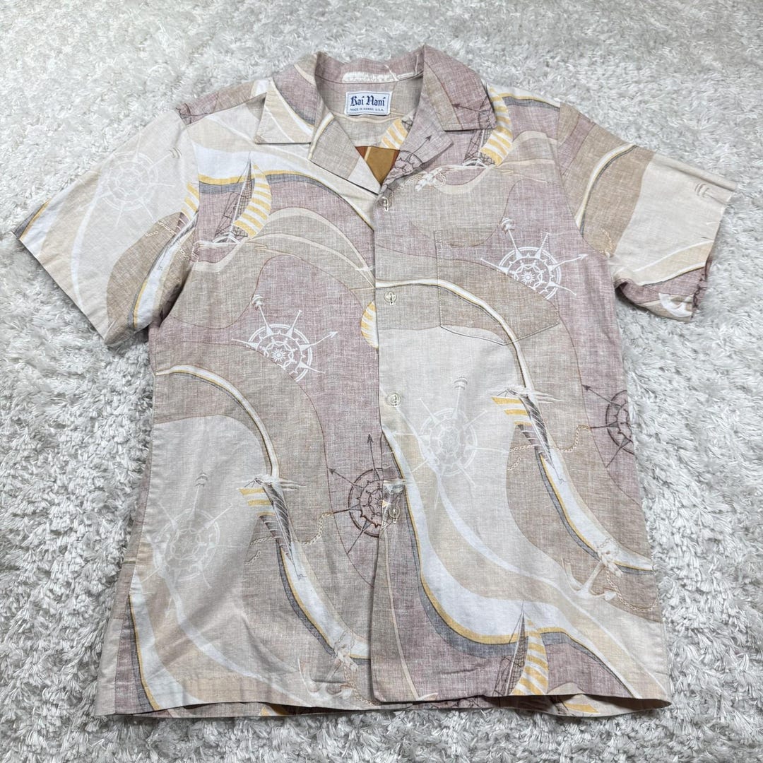 Vintage Kai Nani Hawaiian Aloha Shirt Mens M Resort Vacation Costal USA ...