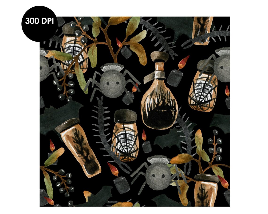 Cute Halloween Themed Digital Patterns Papers, Seamless Pattern JPG ...