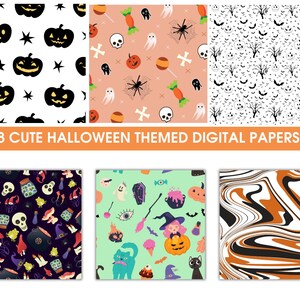 Cute Halloween Themed Digital Patterns Papers, Seamless Pattern JPG ...