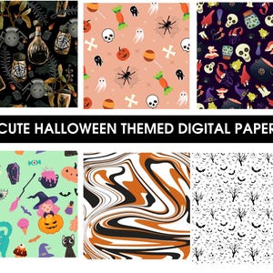 Cute Halloween Themed Digital Patterns Papers, Seamless Pattern JPG ...