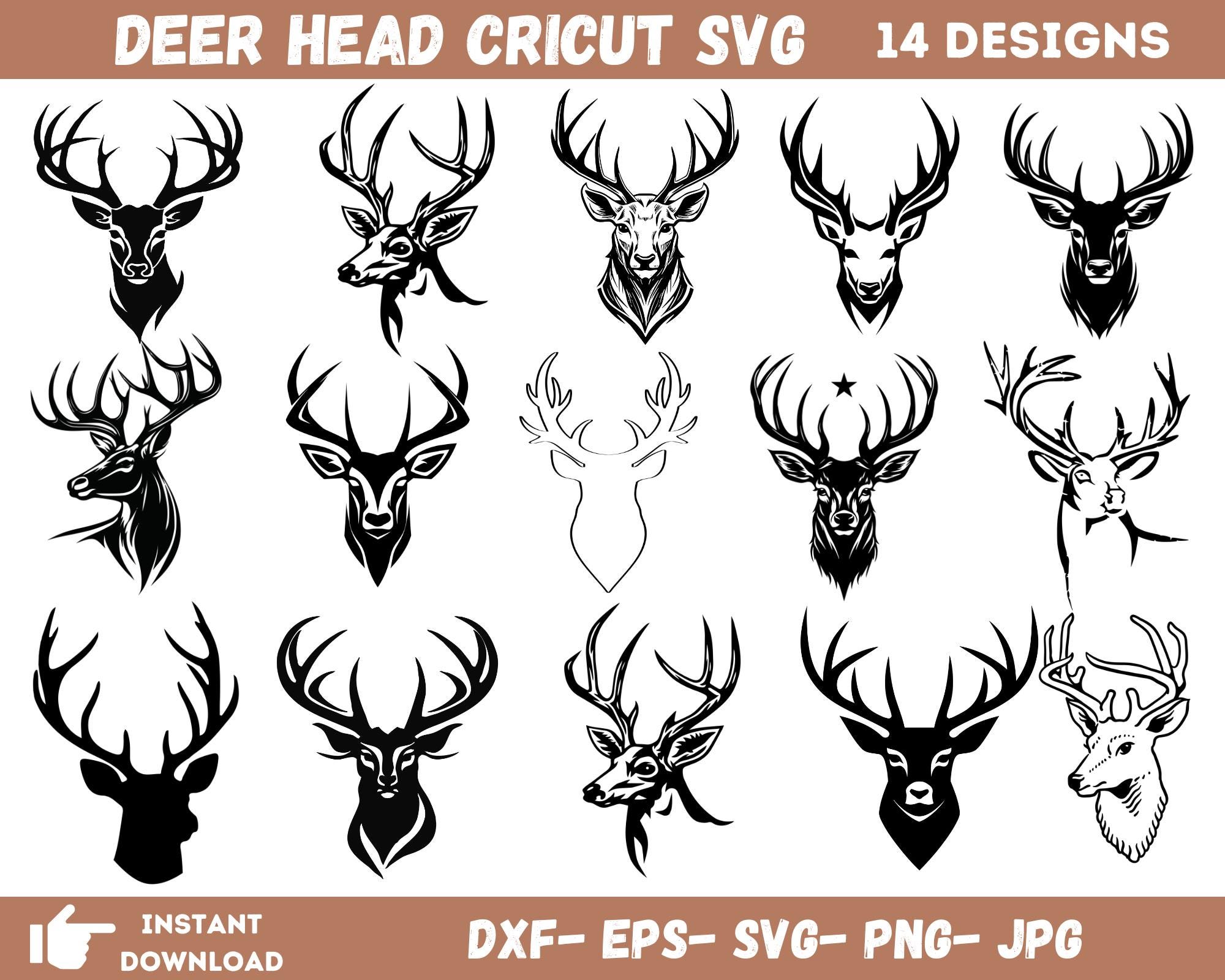 Detailed Deer Head Svg, Whitetail Deer SVG, Big Buck Digital Download ...