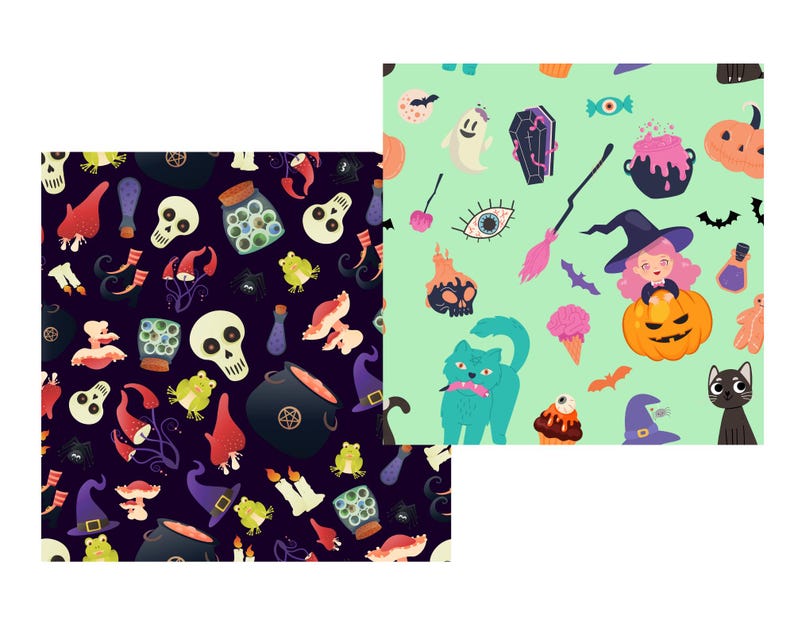 Cute Halloween Themed Digital Patterns Papers, Seamless Pattern JPG ...