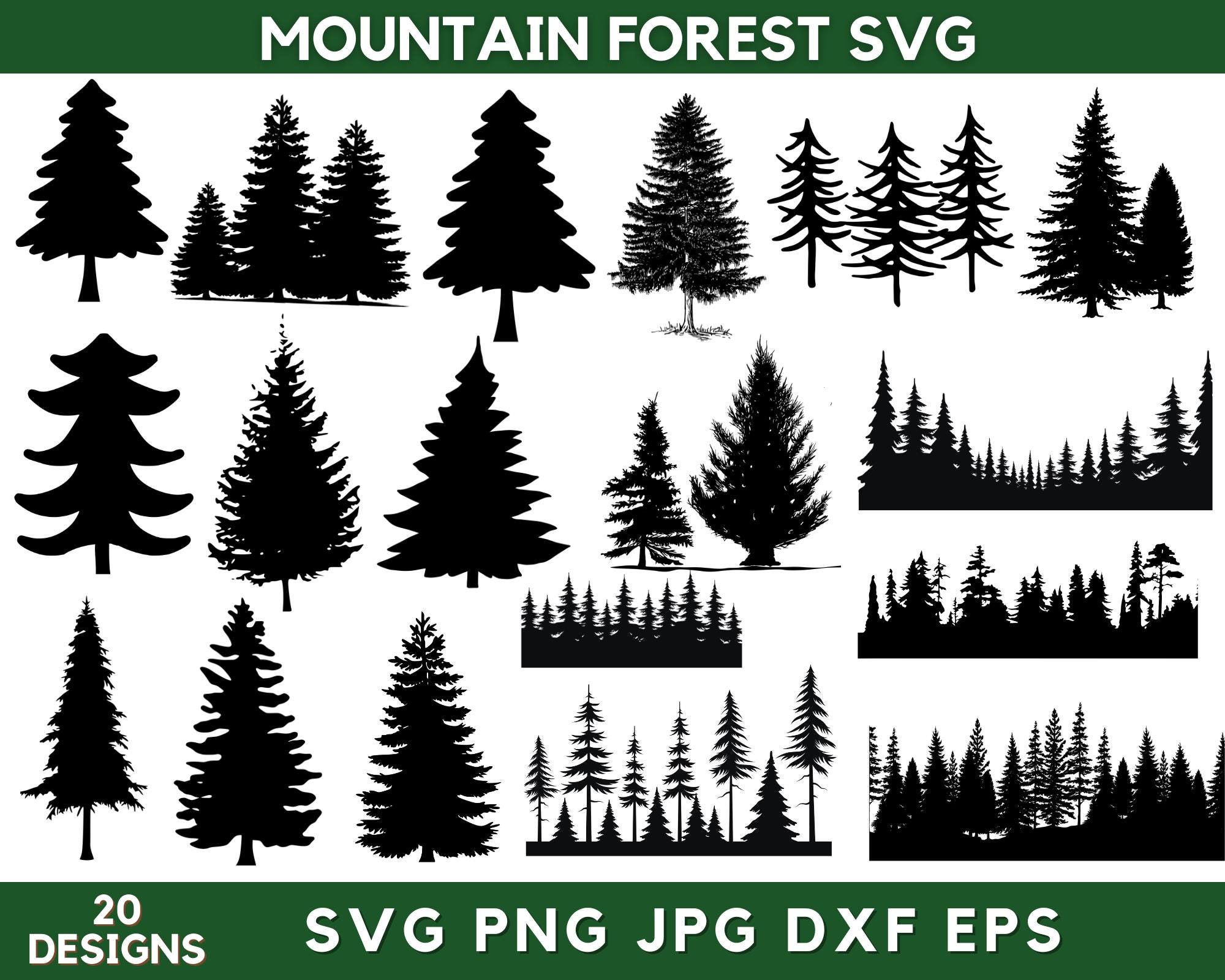 Mountain Forest Tree Svg Bundle, Mountain Forest Svg, Pine Tree Svg ...