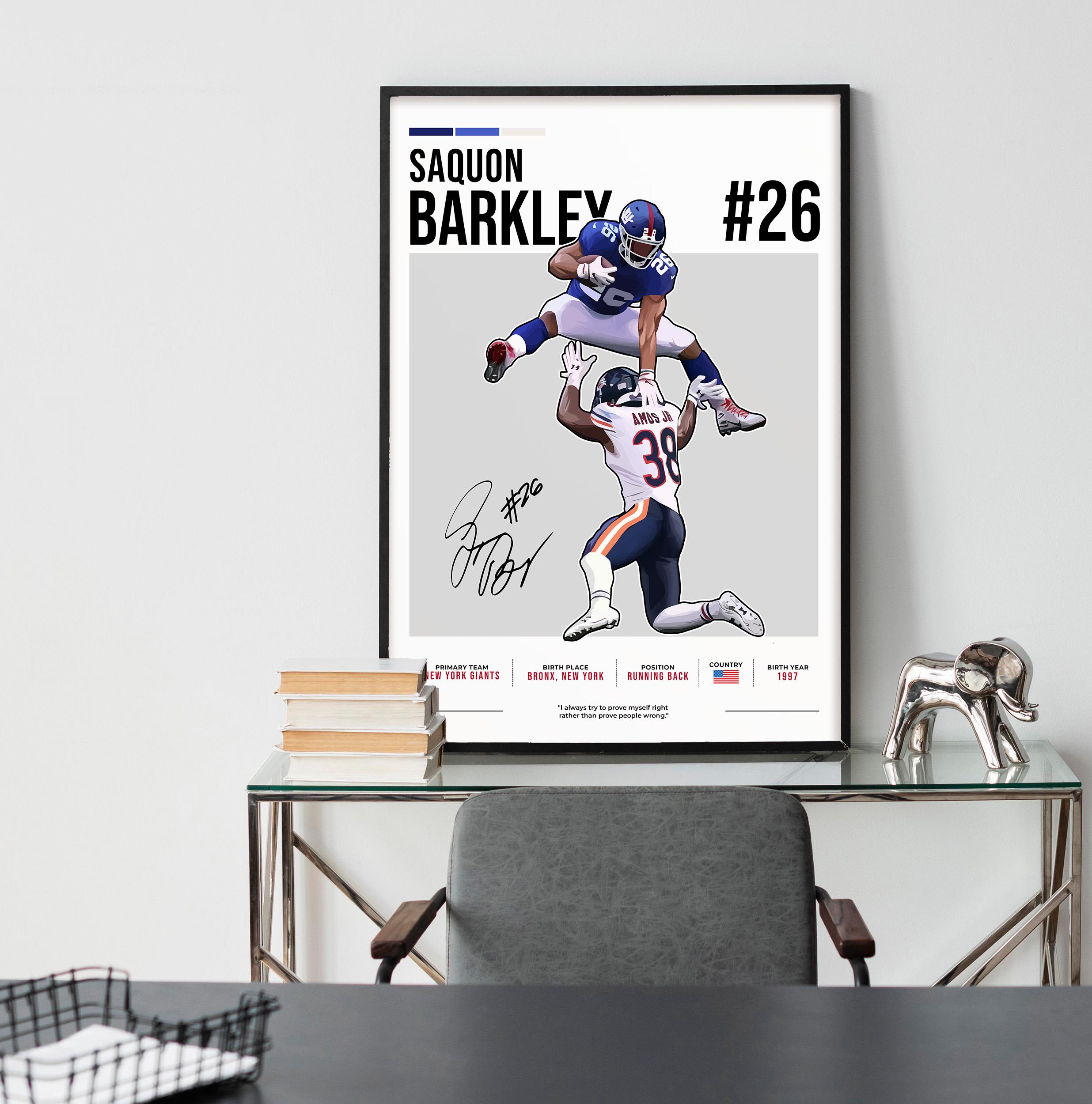 Saquon Barkley Poster, Football Art, Saquon Barkley Fan Gift, Vector ...