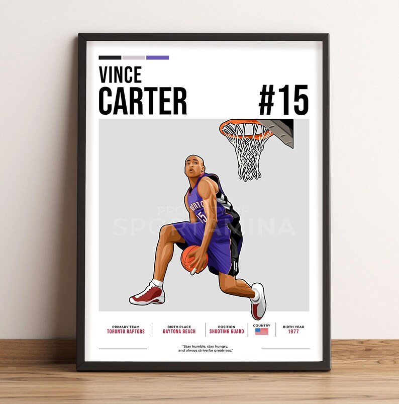 Vince Carter Poster, Basketball Art, Vince Carter Fan Gift, Vector ...