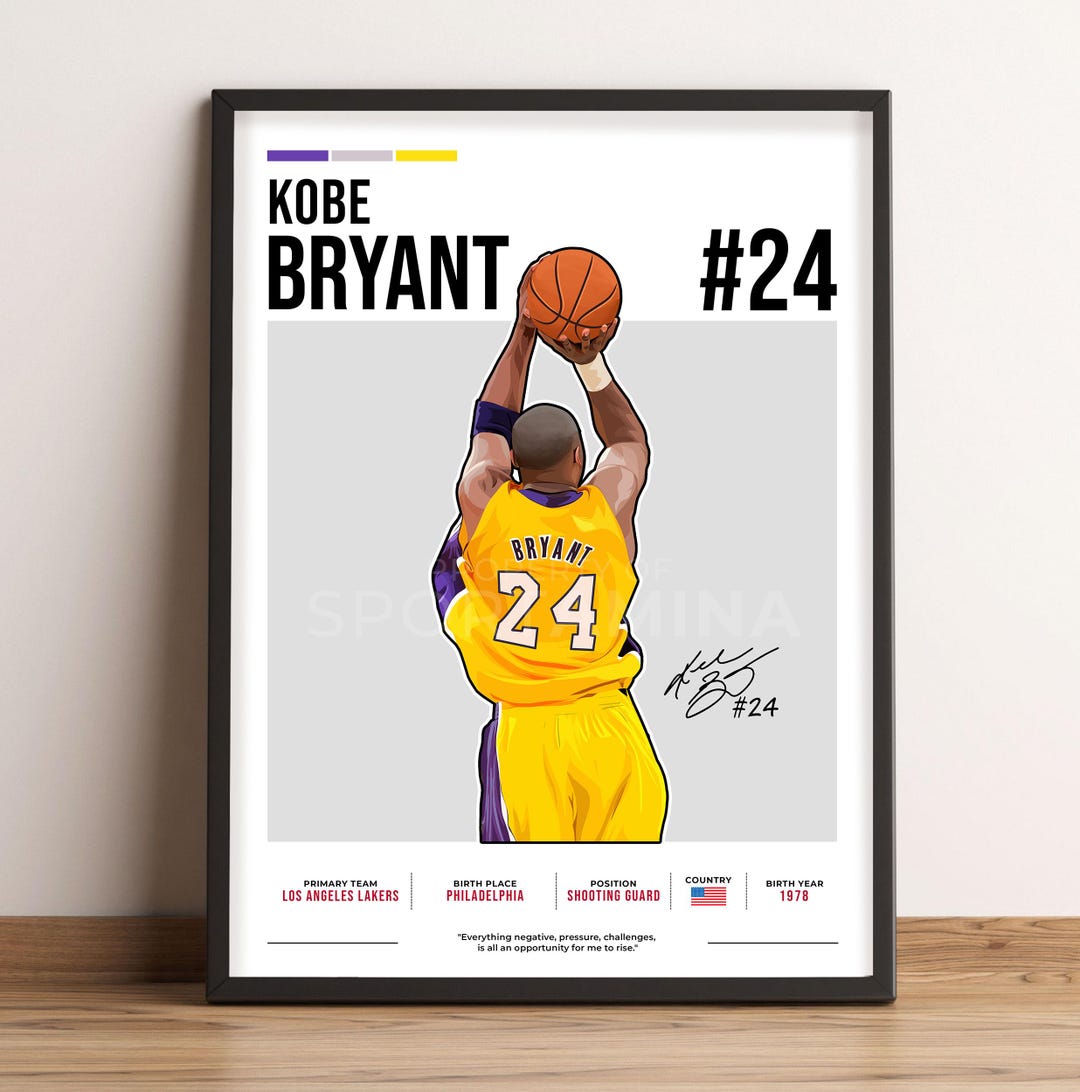 Kobe Bryant Poster, Basketball Art, Kobe Bryant Fan Gift, Vector ...