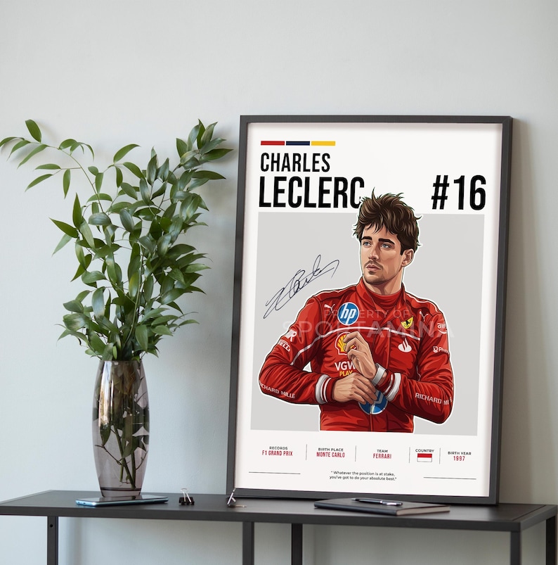 Charles Leclerc Poster, Formula 1 Art, Charles Leclerc Fan Gift, Vector ...