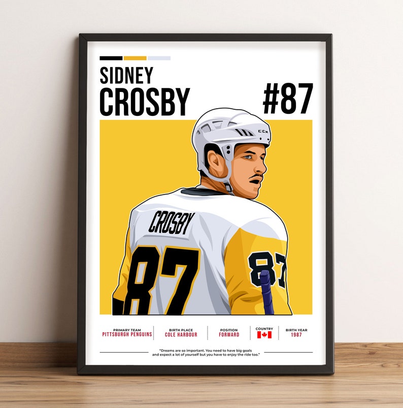 Sidney Crosby Poster, Ice Hockey Print, Crosby Print Vector Art, Vector ...