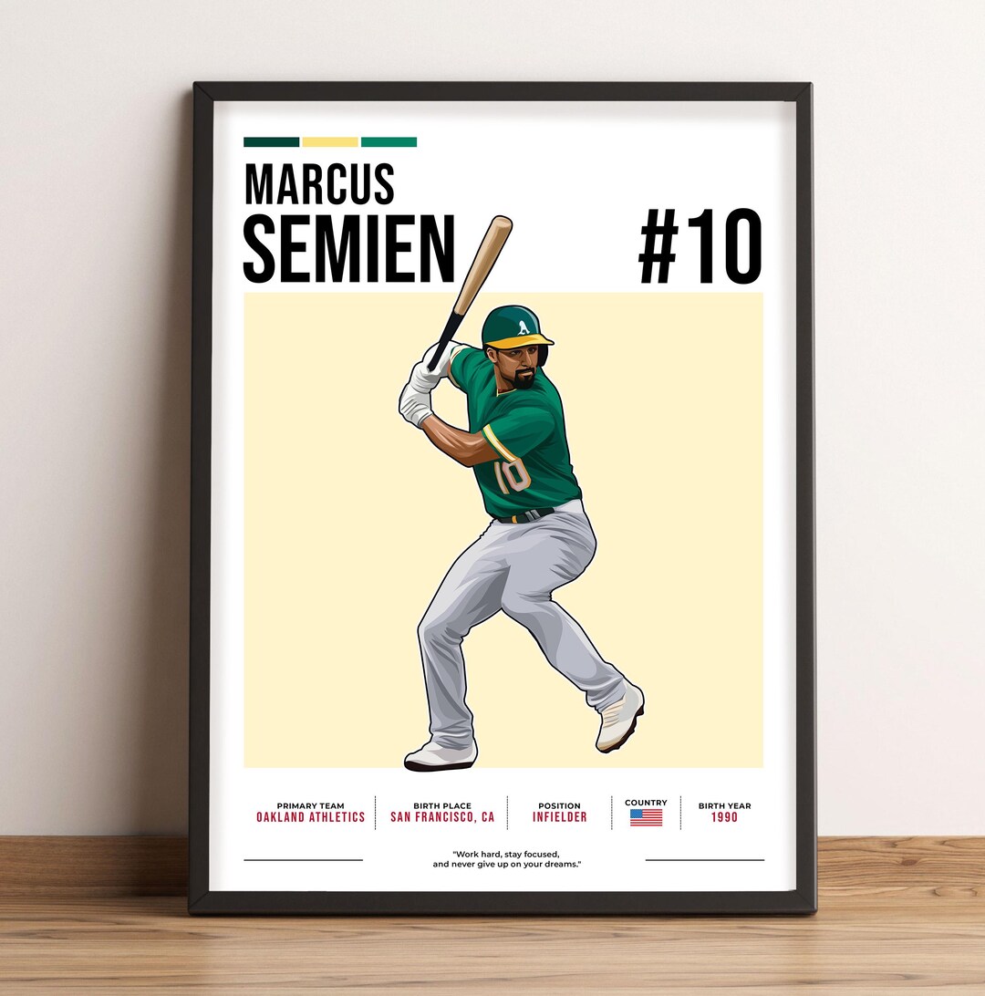 Marcus Semien Poster, Baseball Art, Marcus Semien Fan Gift, Vector ...