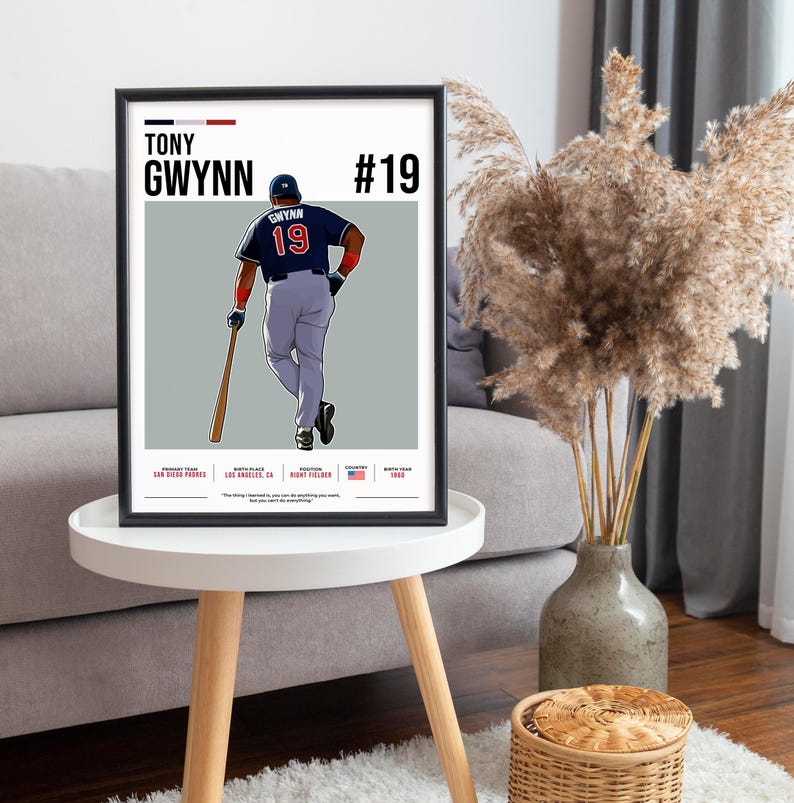 Tony Gwynn Poster, Baseball Art, Tony Gwynn Fan Gift, Vector ...