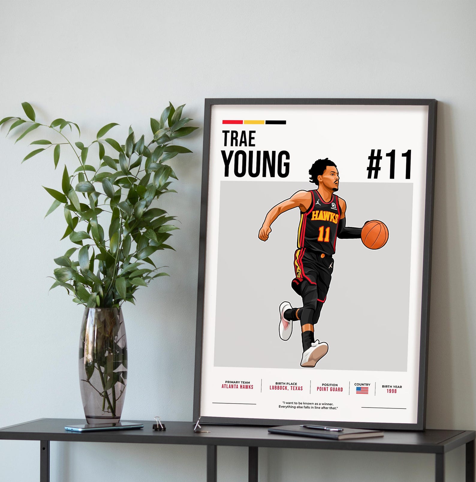 Trae Young Poster, Basketball Art, Trae Young Fan Gift, Vector ...