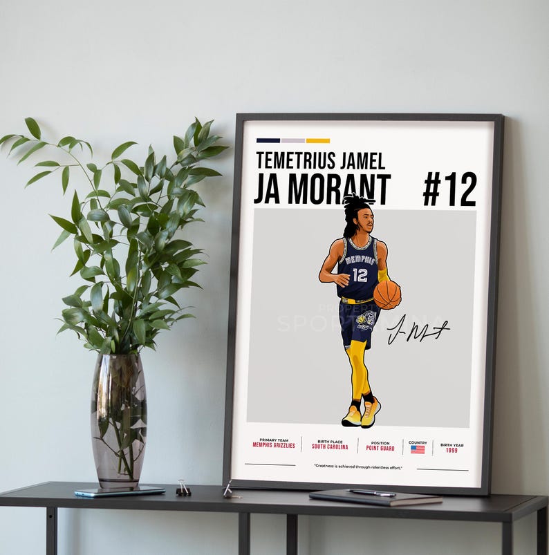 Ja Morant Poster, Basketball Art, Ja Morant Fan Gift, Vector ...