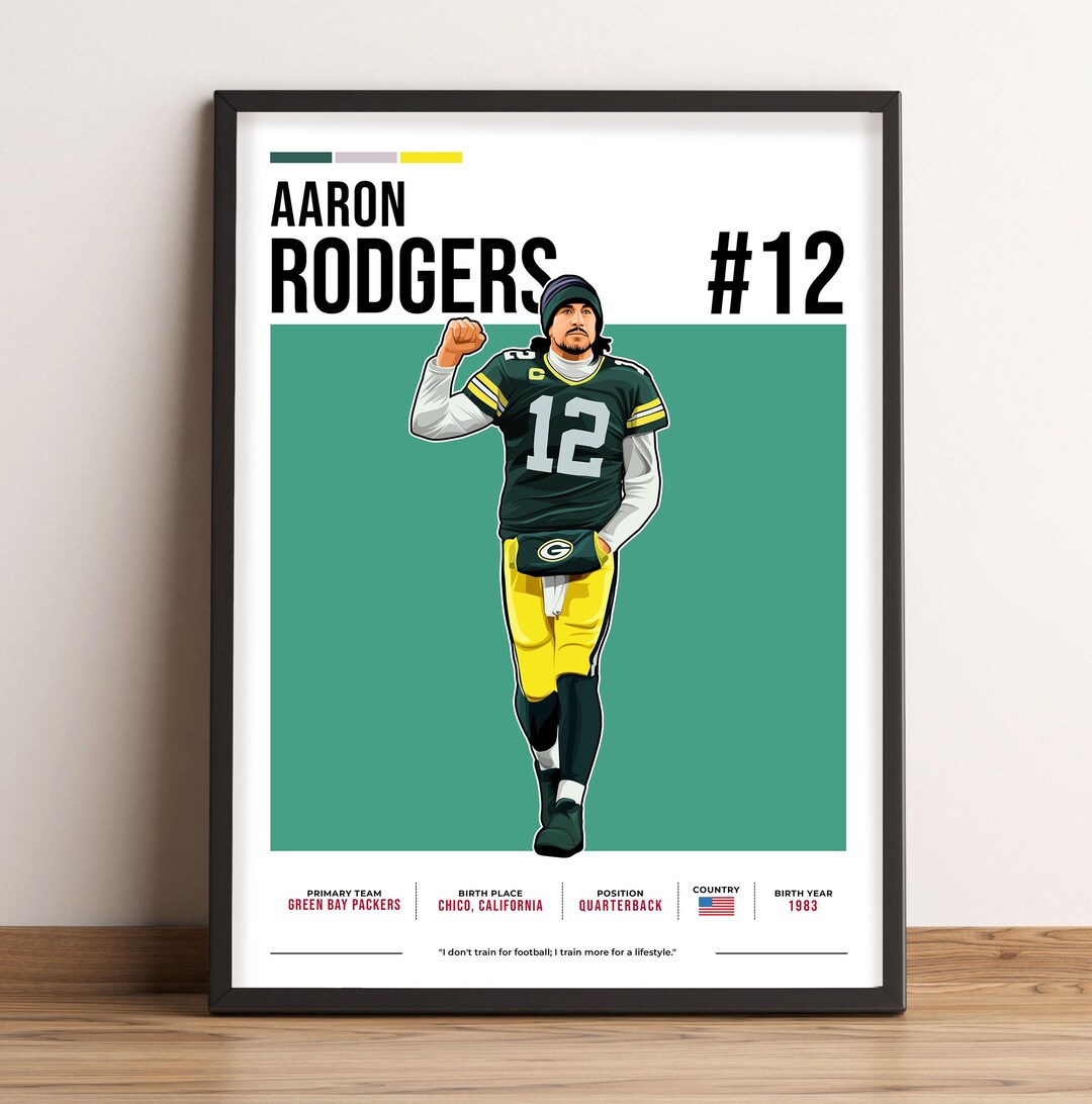 Aaron Rodgers Poster, Football Art, Aaron Rodgers Fan Gift, Vector ...