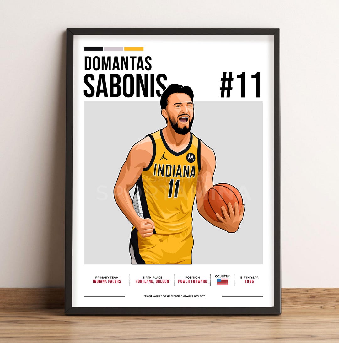 Domantas Sabonis Poster, Basketball Art, Domantas Sabonis Fan Gift ...