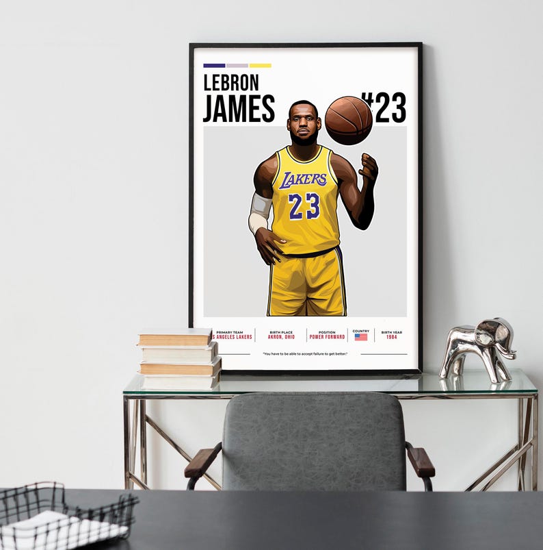 Lebron James Poster, Basketball Art, Lebron James Fan Gift, Vector ...