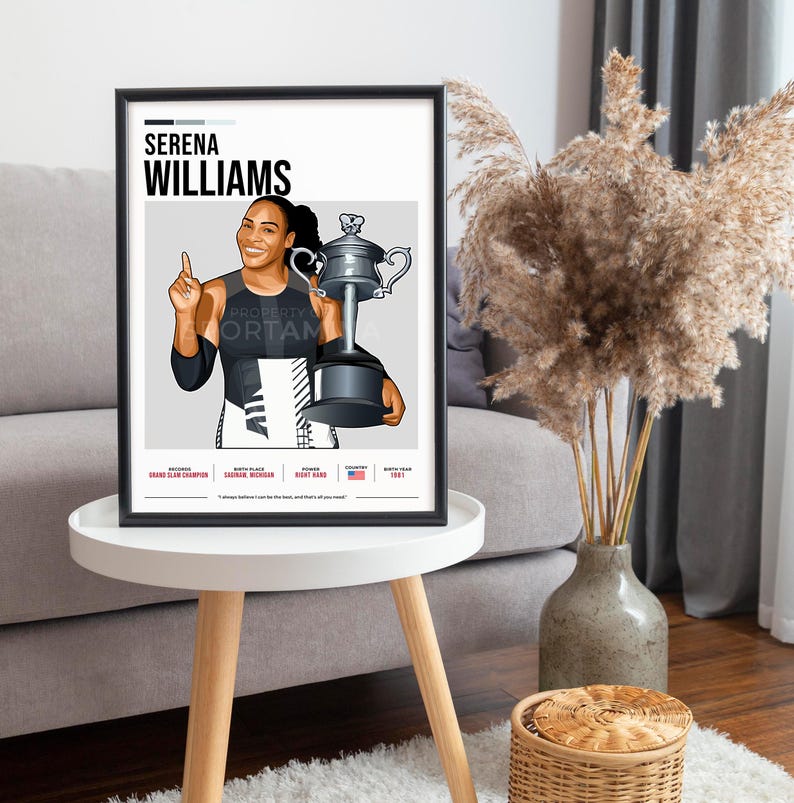 Serena Williams Poster, Tennis Art, Serena Williams Fan Gift, Vector ...