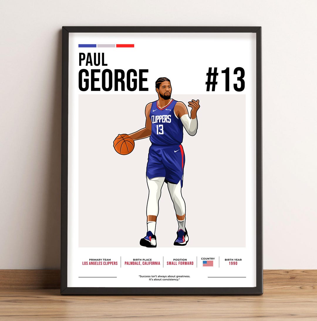 Paul George Poster, Basketball Art, Paul George Fan Gift, Vector ...