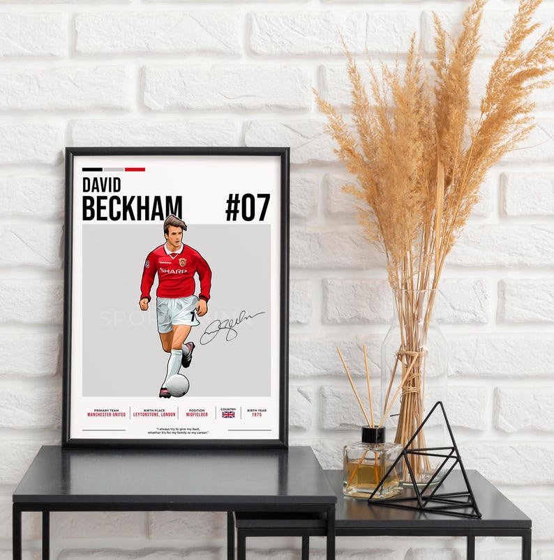 David Beckham Poster, Football Art, David Beckham Fan Gift, Vector ...