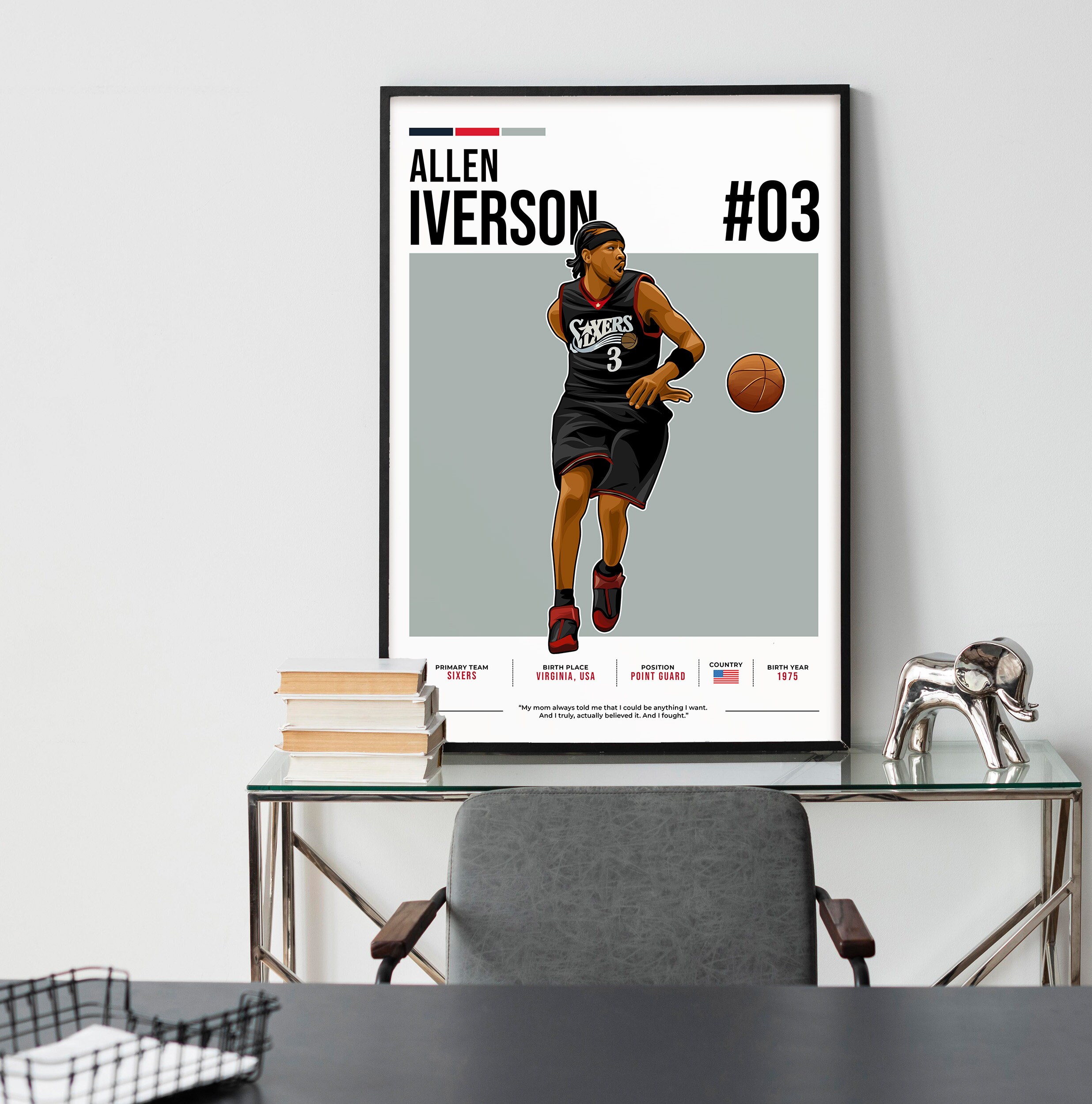 Allen Iverson Poster, Basketball Print, Vector Illustration, Iverson ...
