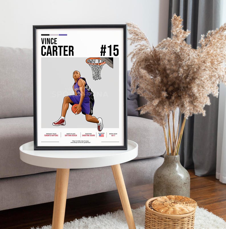 Vince Carter Poster, Basketball Art, Vince Carter Fan Gift, Vector ...