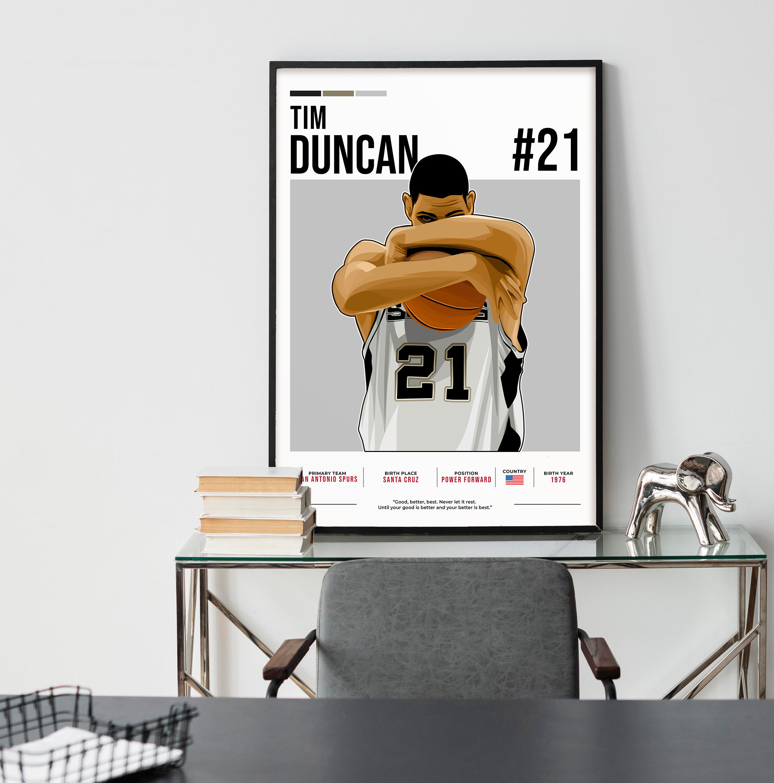 Tim Duncan Poster, Basketball Print, Duncan Print Vector, Vector ...
