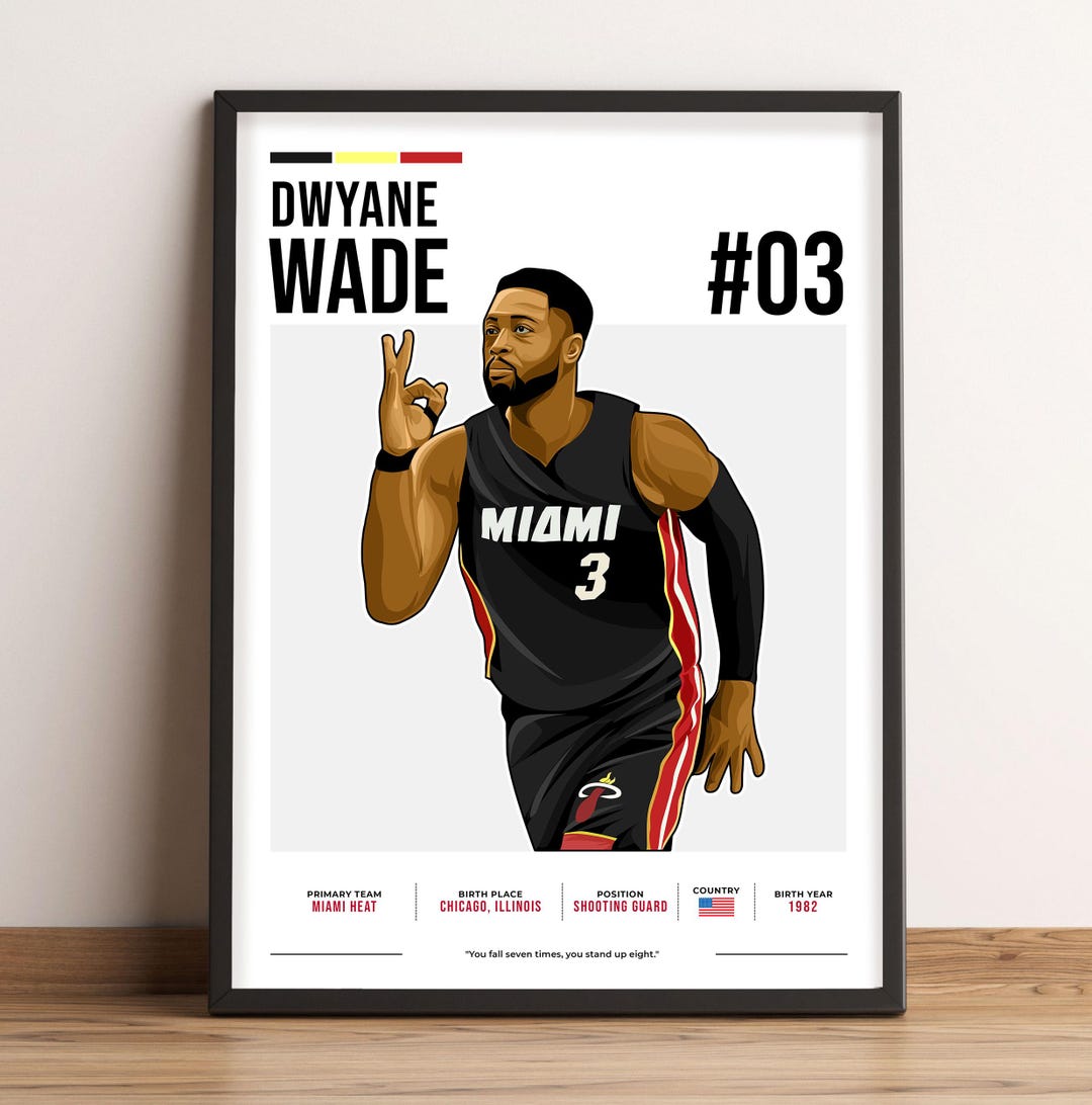 Dwyane Wade Poster, Basketball Art, Dwyane Wade Fan Gift, Vector ...