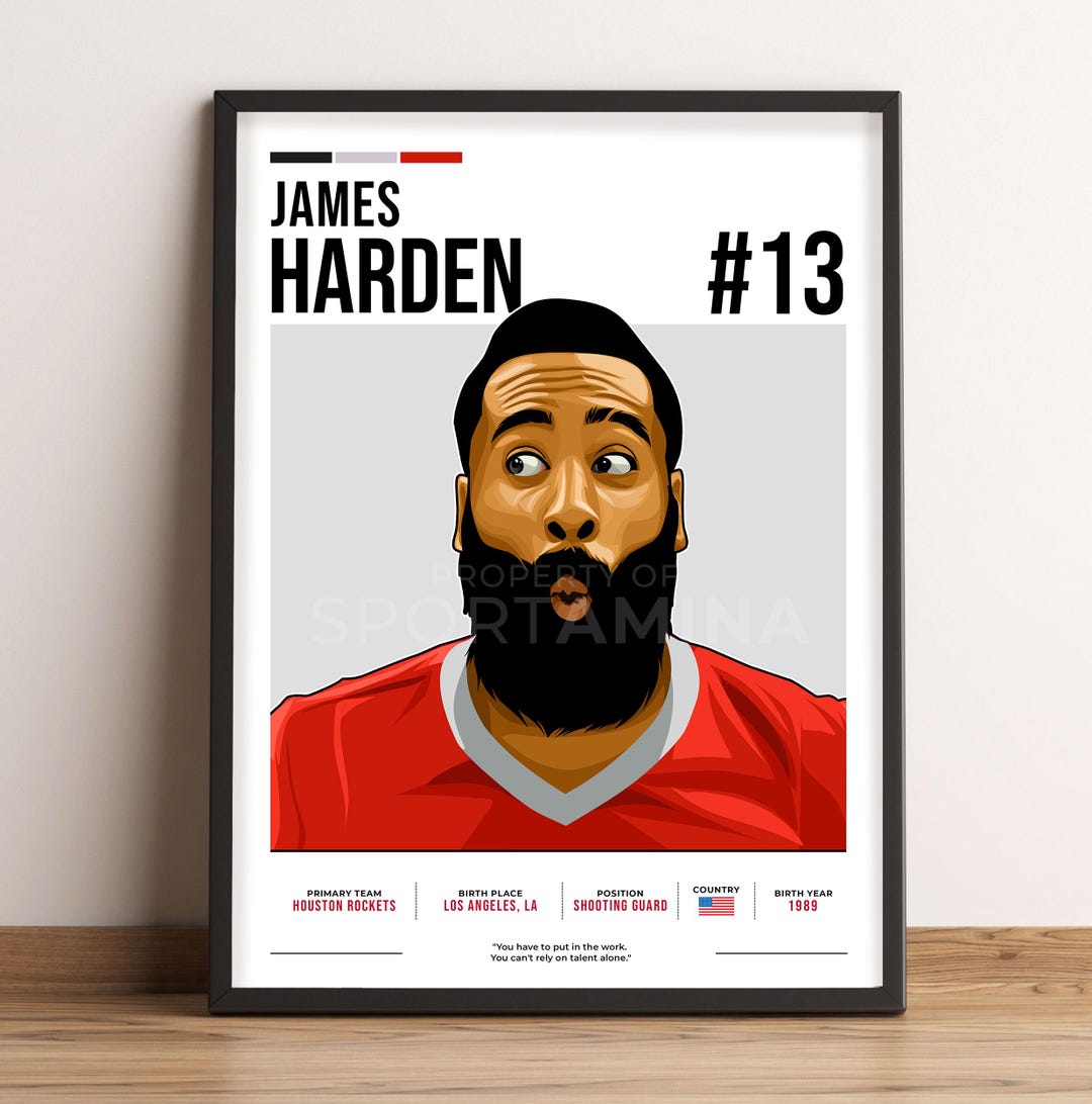 James Harden Poster, Basketball Art, James Harden Fan Gift, Vector ...