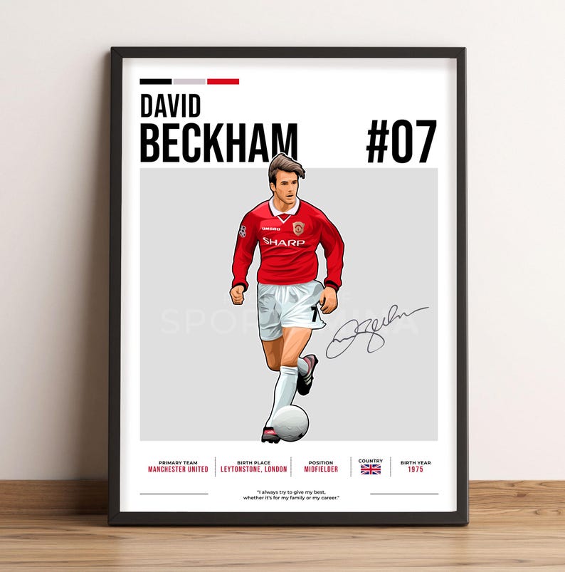 David Beckham Poster, Football Art, David Beckham Fan Gift, Vector ...