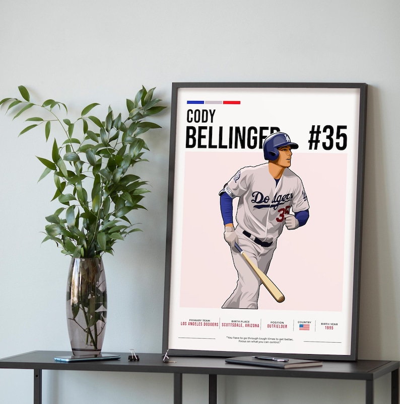 Cody Bellinger Poster, Baseball Art, Cody Bellinger Fan Gift, Vector ...