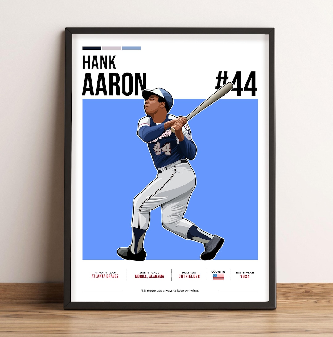 Hank Aaron Poster, Baseball Art, Hank Aaron Fan Gift, Vector ...