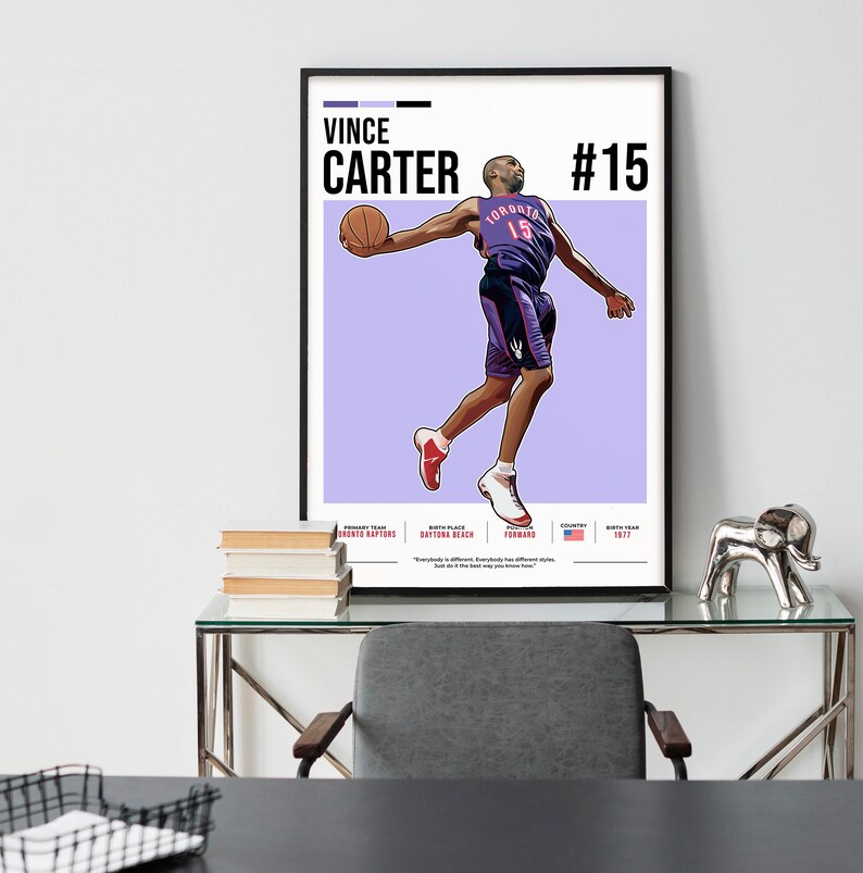 Vince Carter Poster, Basketball Print, Vince Print Vector Art, Vector ...