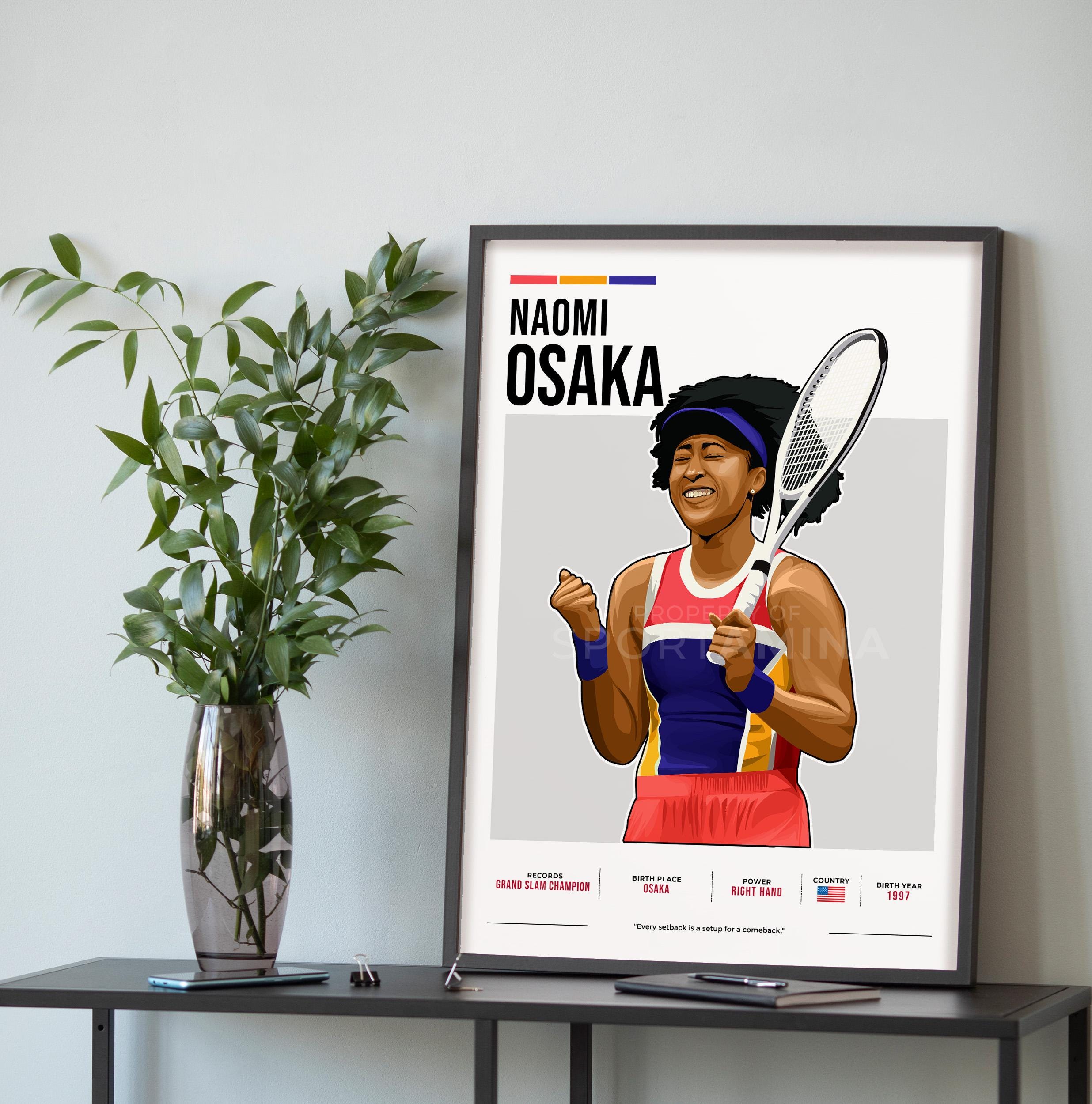 Naomi Osaka Poster, Tennis Art, Naomi Osaka Fan Gift, Vector ...