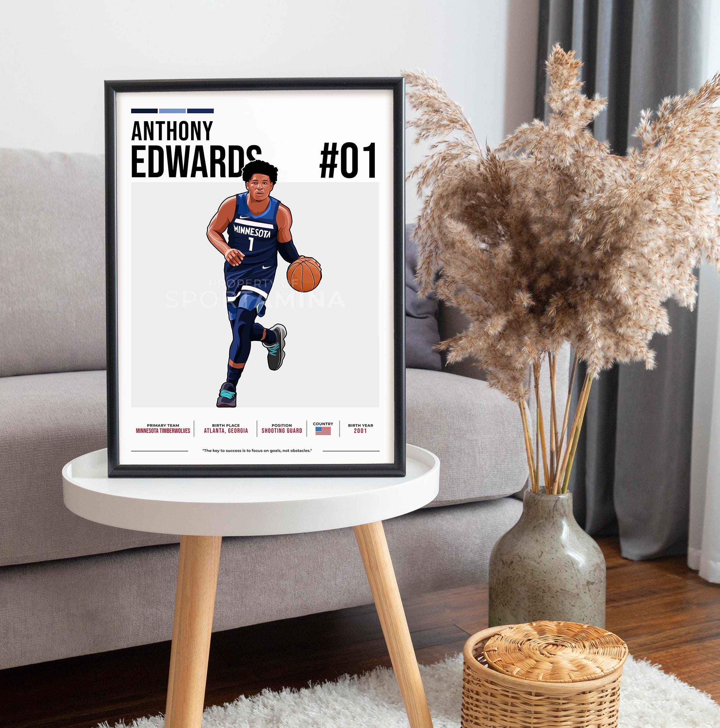 Anthony Edwards Poster, Basketball Art, Anthony Edwards Fan Gift ...