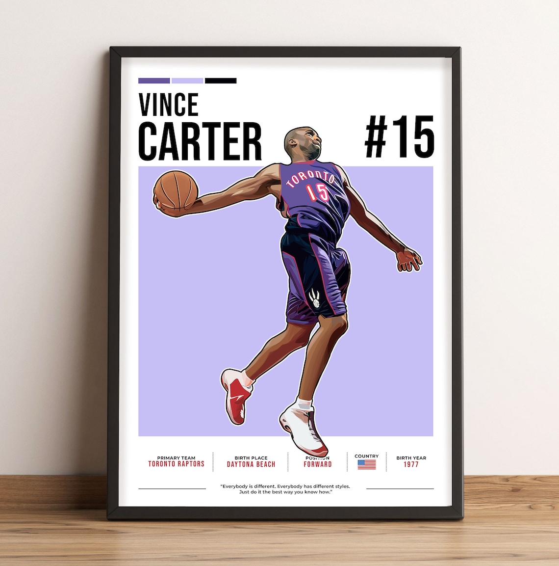 Vince Carter Poster, Basketball Print, Vince Print Vector Art, Vector ...