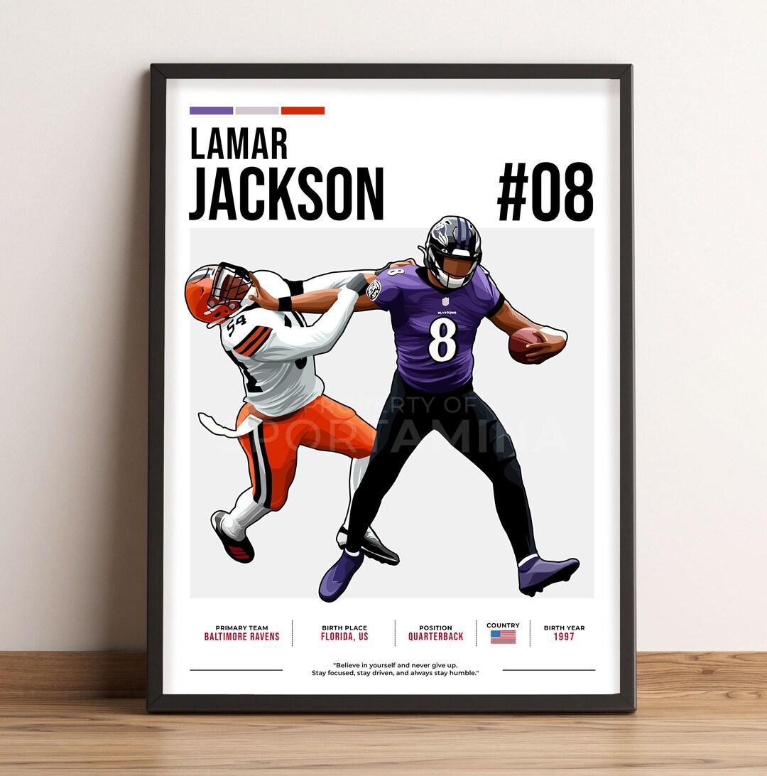 Lamar Jackson Poster, Football Art, Lamar Jackson Fan Gift, Vector ...