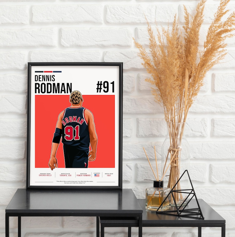 Dennis Rodman Poster, Basketball Print, Vector Illustration, Rodman ...