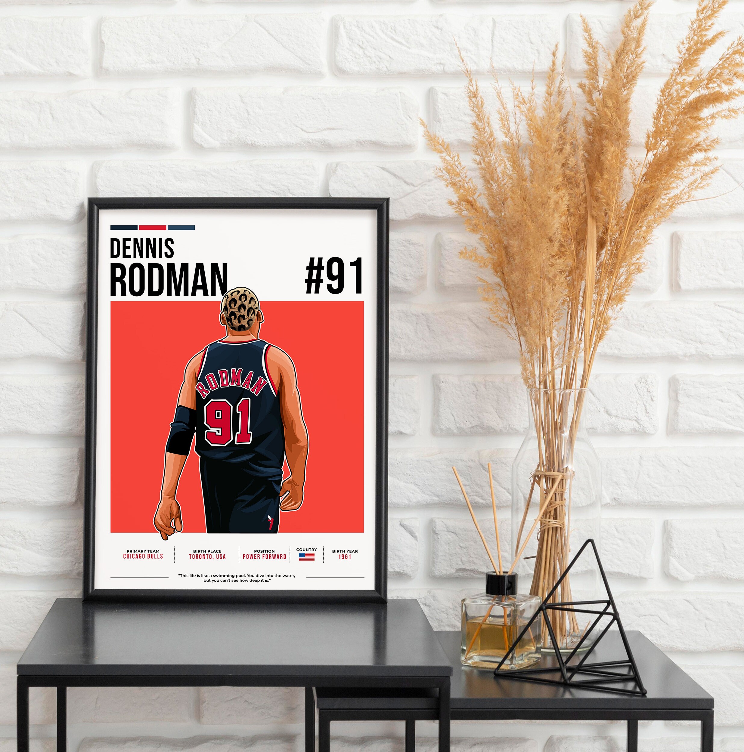 Dennis Rodman Poster, Basketball Print, Vector Illustration, Rodman ...