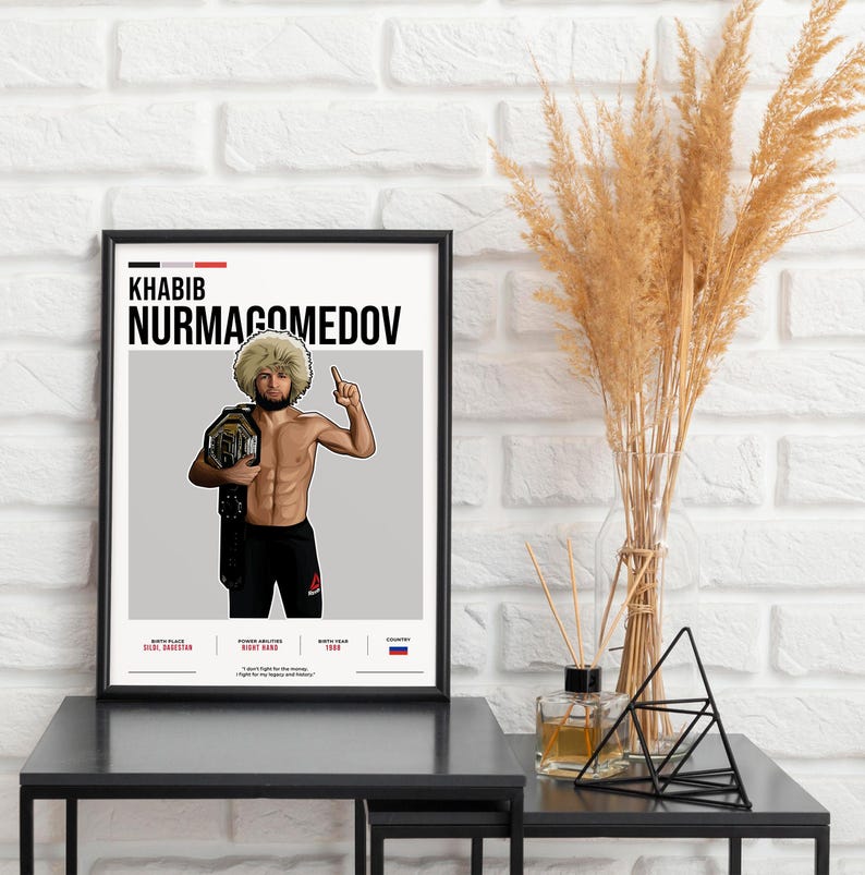 Khabib Nurmagomedov Poster, MMA Art, Khabib Nurmagomedov Fan Gift ...