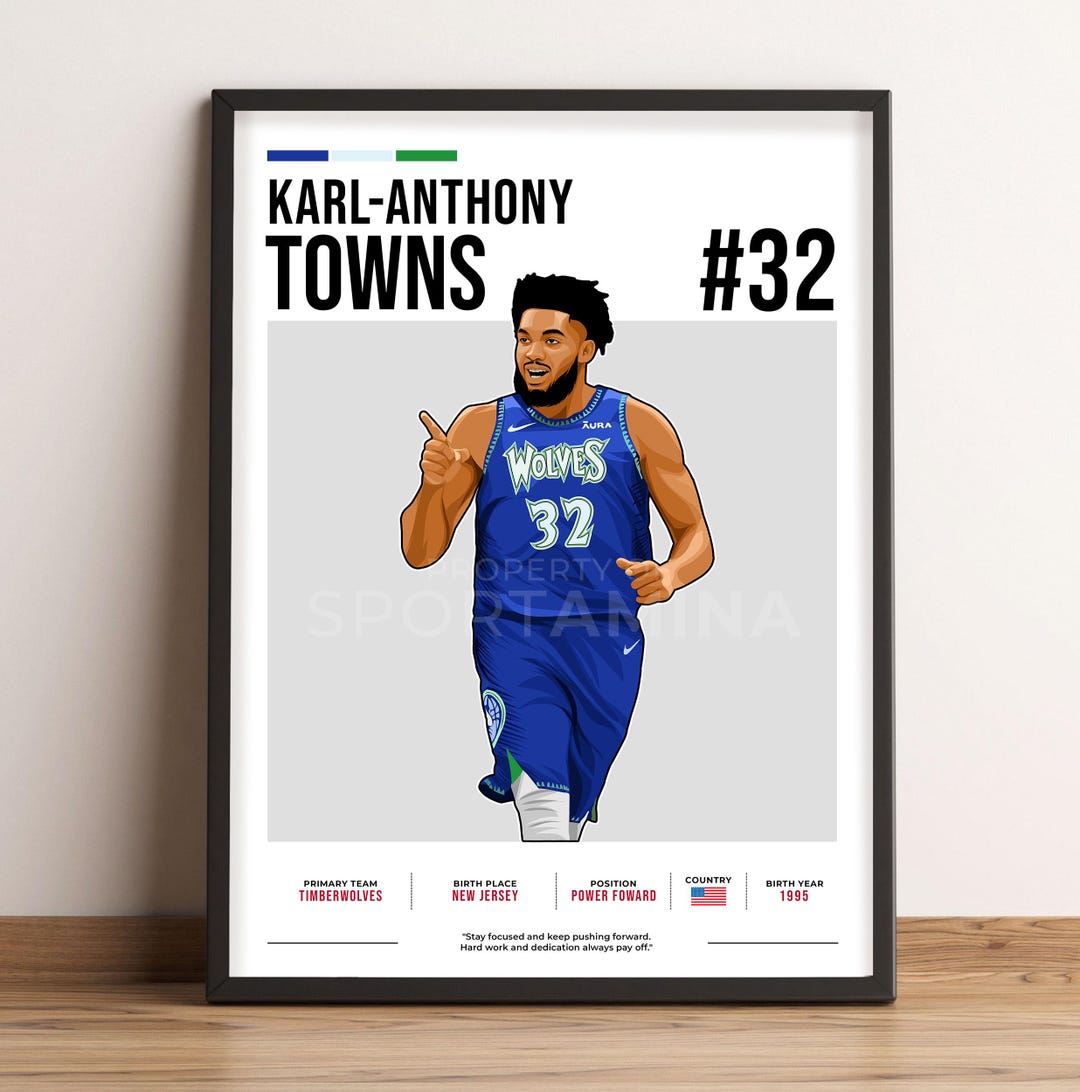 Karl-anthony Towns Poster, Basketball Art, Karl-anthony Towns Fan Gift ...